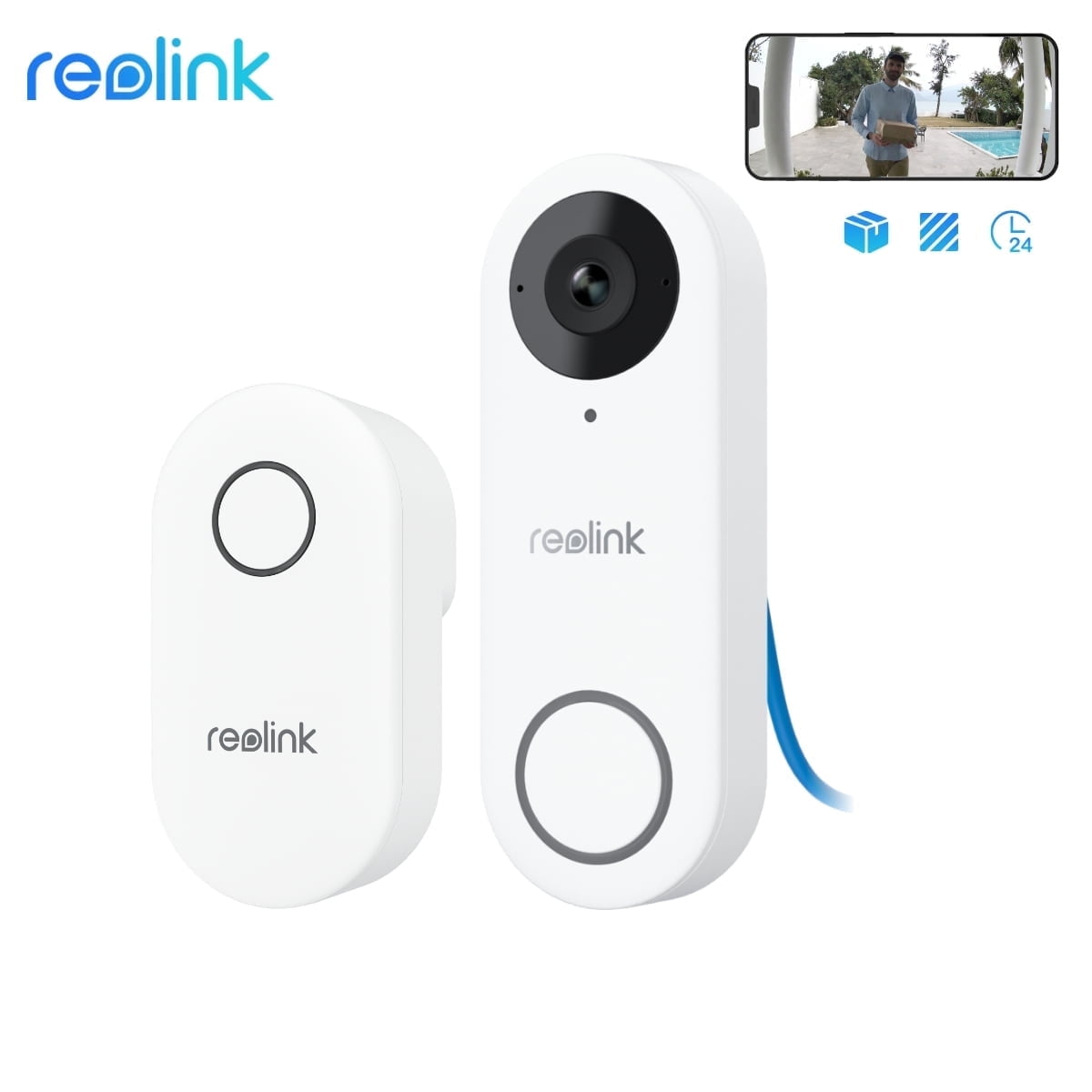 Reolink Video Doorbell 5MP Camera PoE Smart 2K+Wired Doorbell Chime ...