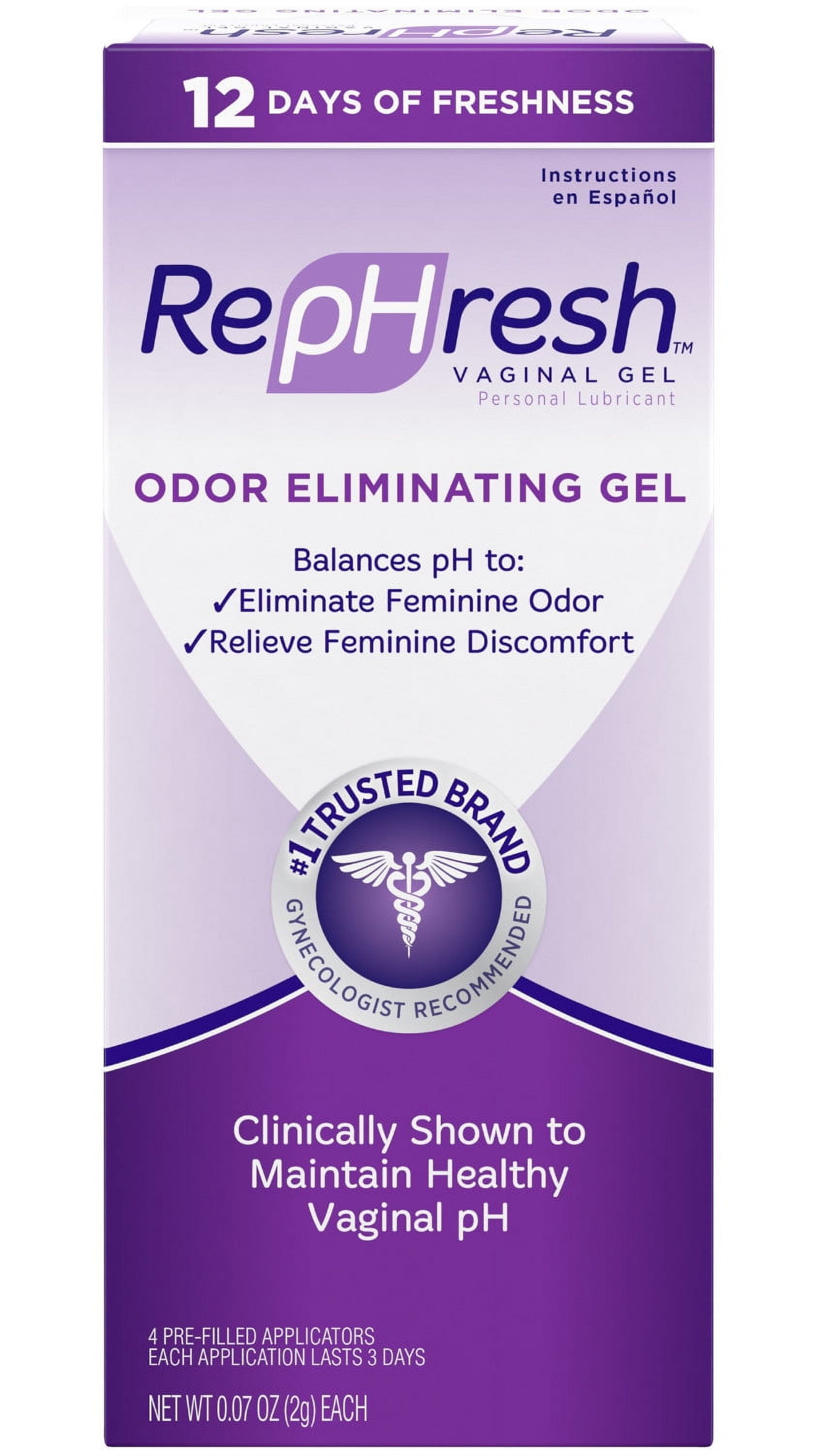 RepHresh Feminine Odor Control Vaginal Gel, pH Balance, Intimate ...