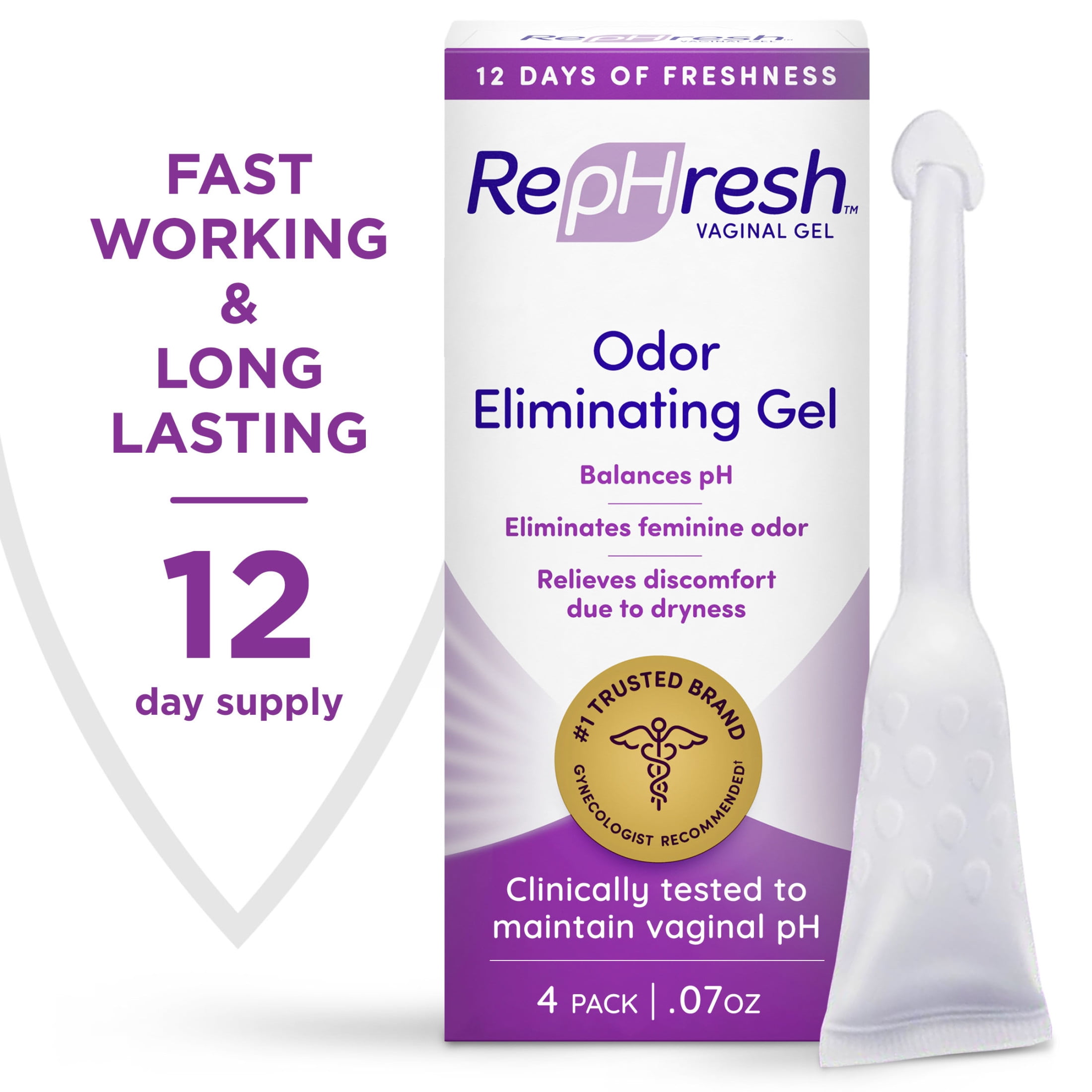 RepHresh Odor Eliminating Vaginal Gel, 0.07 oz, 4 Count - Walmart ...