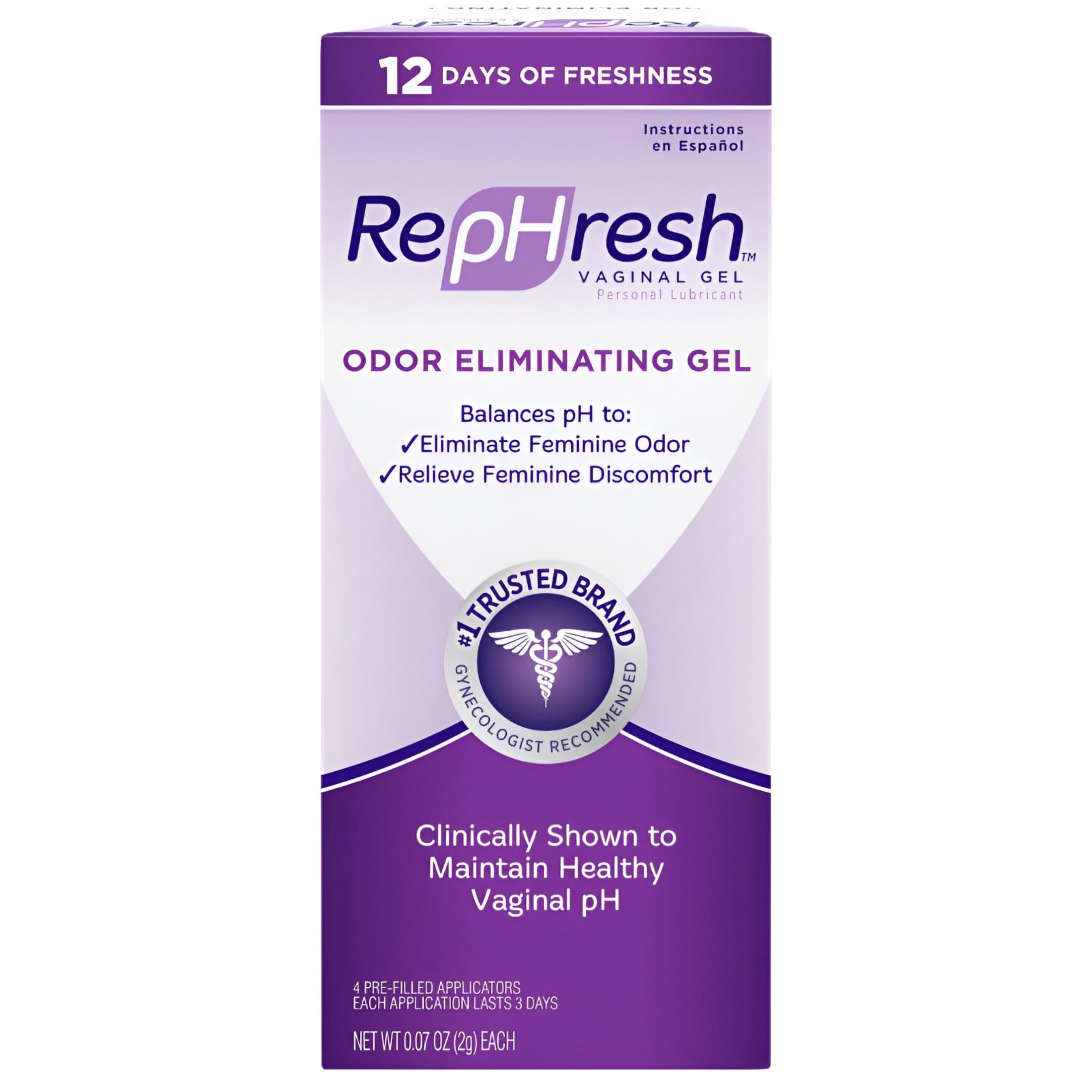 RepHresh Odor Eliminating Gel, pH Balancing, 4 Prefilled Applicators, 0 ...