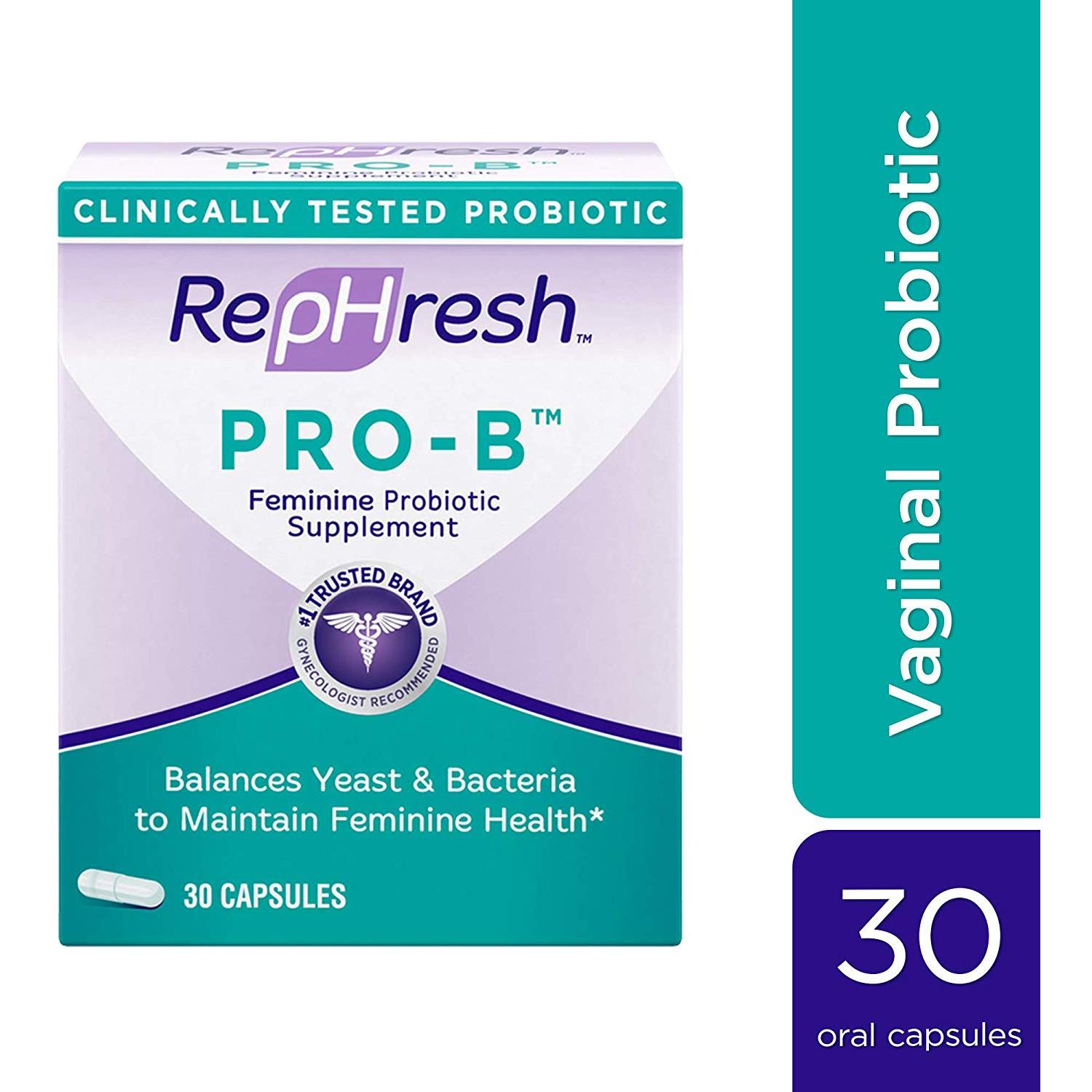 RepHresh Pro-B Probiotic Supplement for Women, 30 Oral Capsules ...