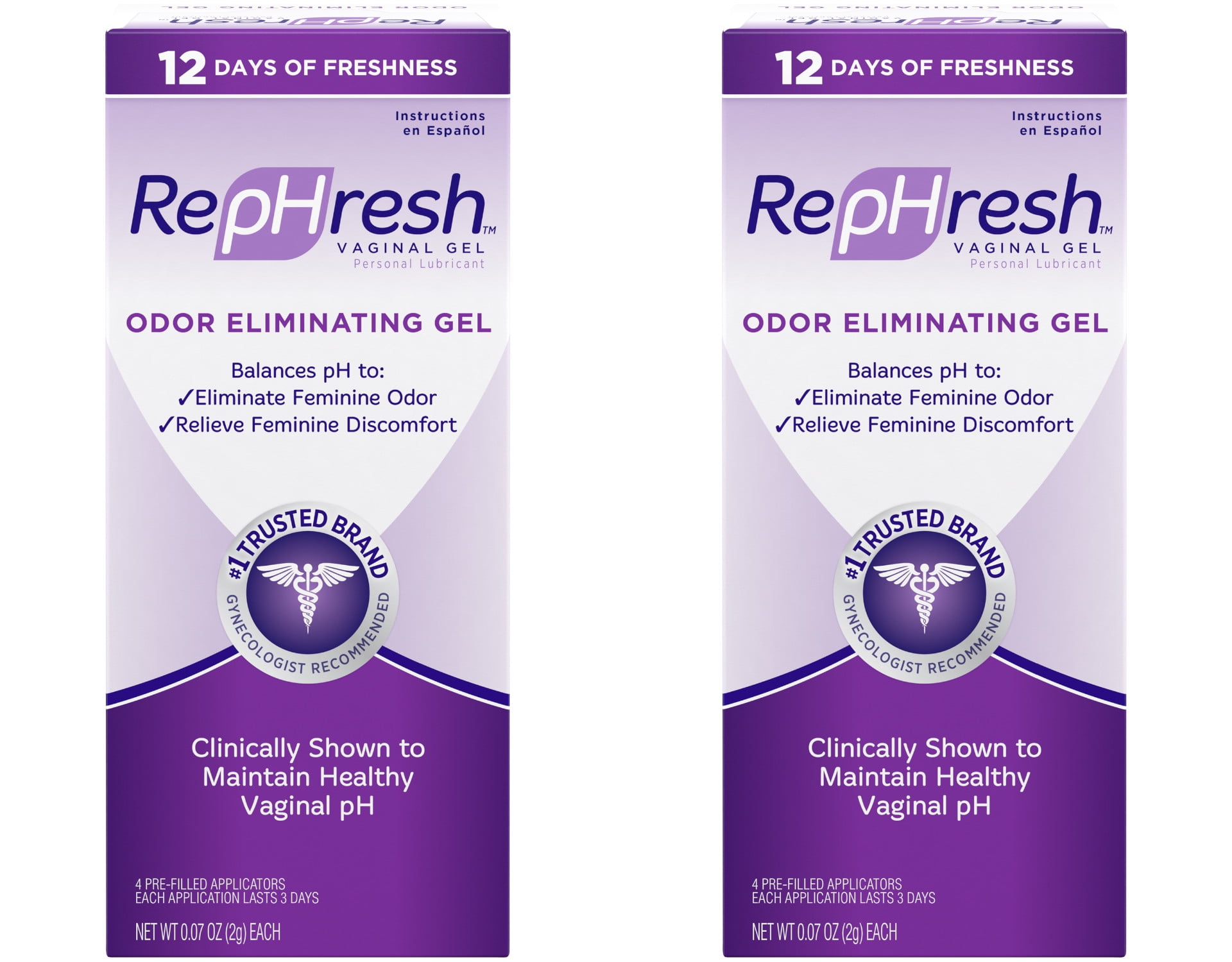 RepHresh Gel, Odor Control & pH Balancing, 4 Applications, 2 Pack ...