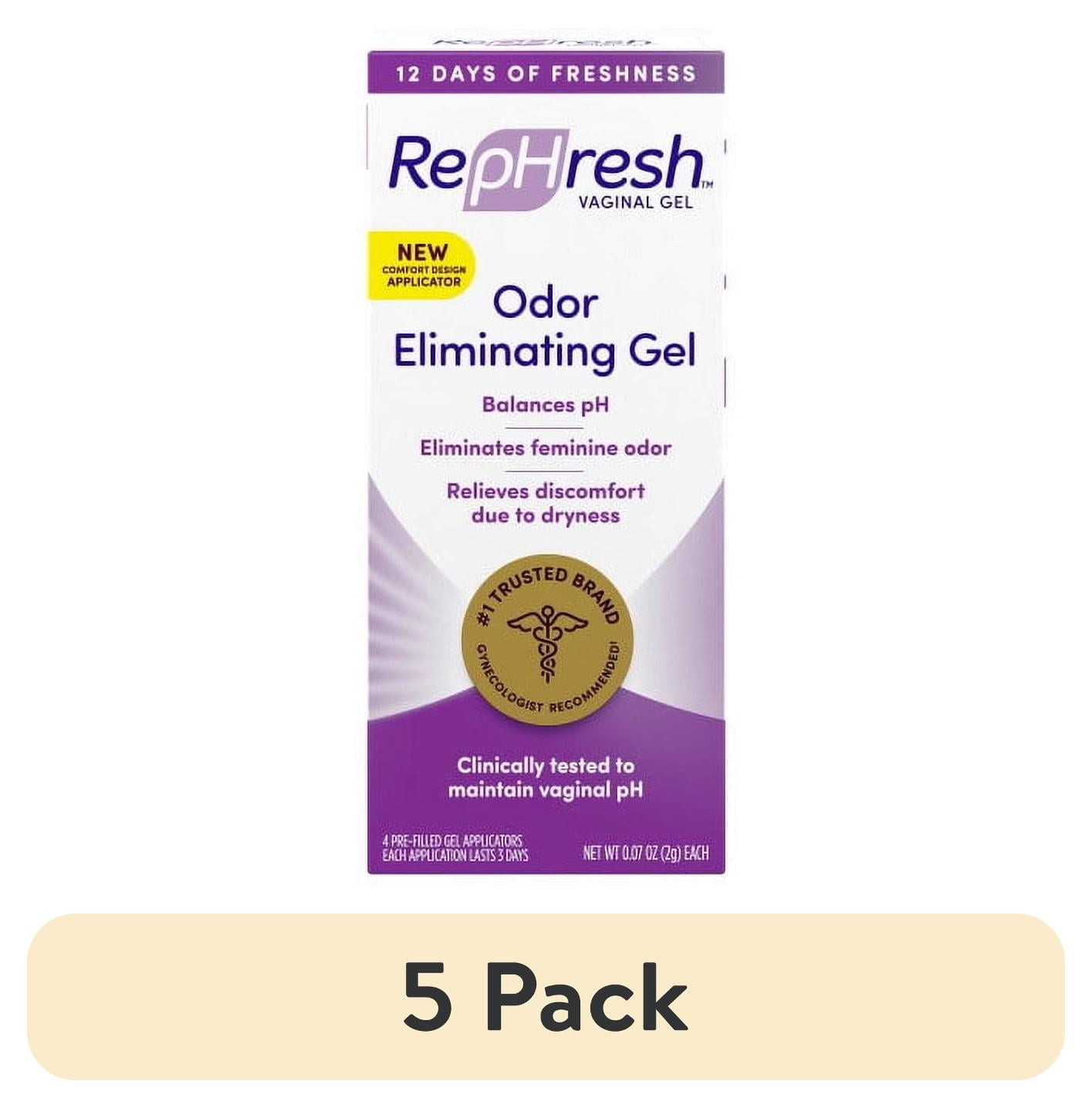 (5 pack) RepHresh Vaginal Gel Odor Eliminating Gel, Balances pH ...