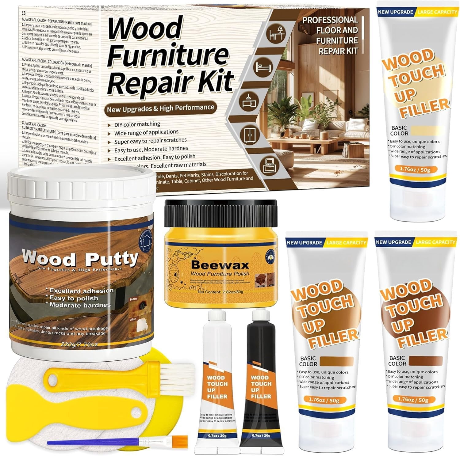 Repair Kit, Furniture Repair Kit, Filler, Putty and Beeswax- Repair ...