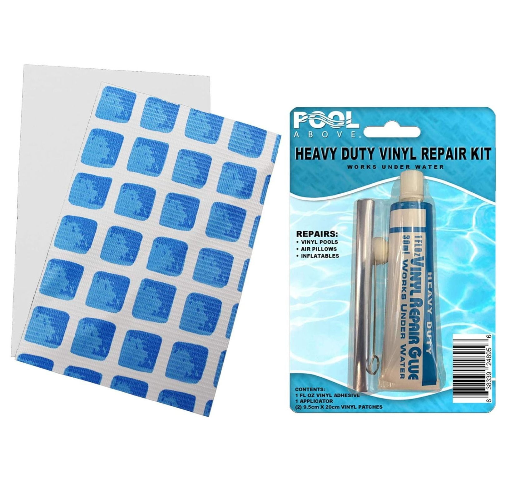 Repair Kit for Above-Ground Pool Liner | Vinyl Glue | 5.5"x8.5" Patches ...