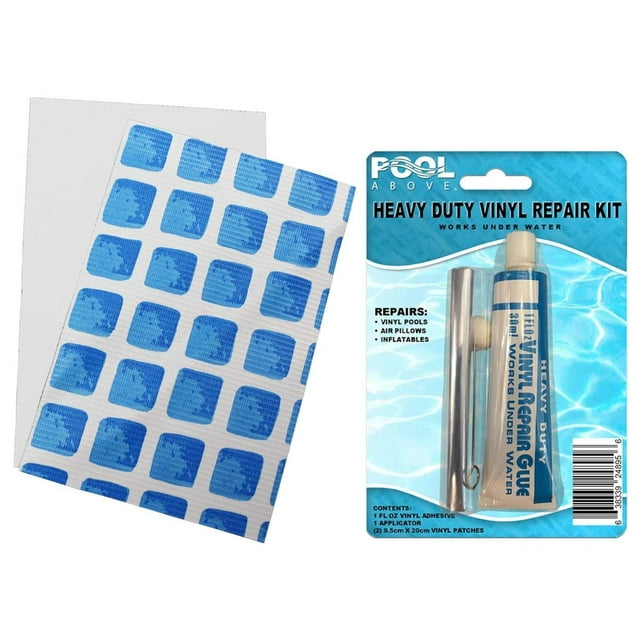 Repair Kit for Above-Ground Pool Liner | Vinyl Glue | 5.5"x8.5" Patches ...