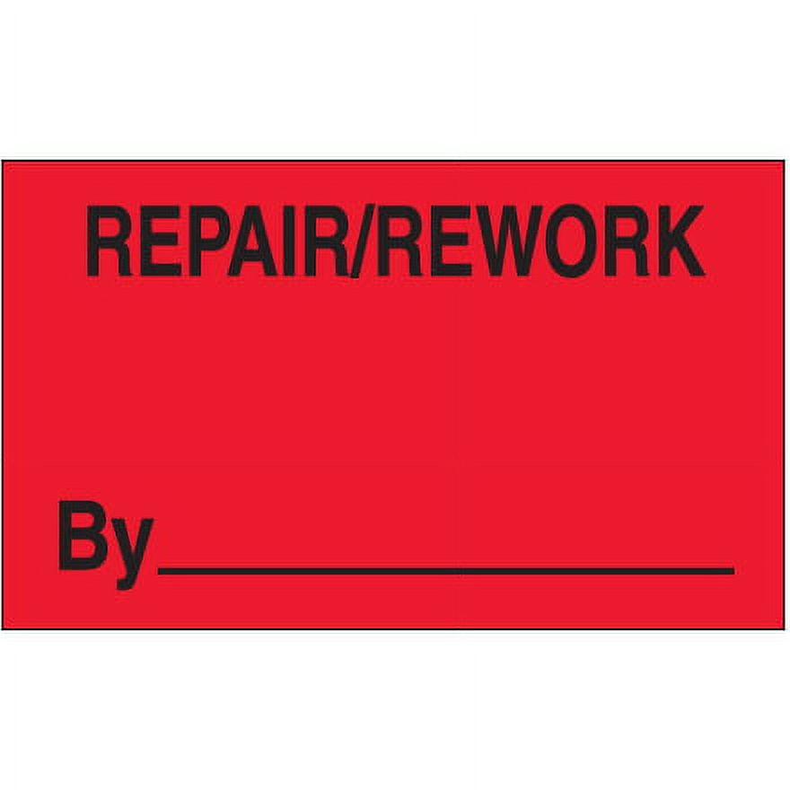 "Repair/Rework By" 3 x 5" Labels, Red 500/Roll - Walmart.com