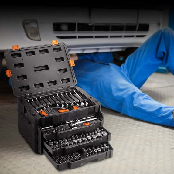 Repair toolbox, mechanical tool kits and socket sets, 450 pieces of SAE ...
