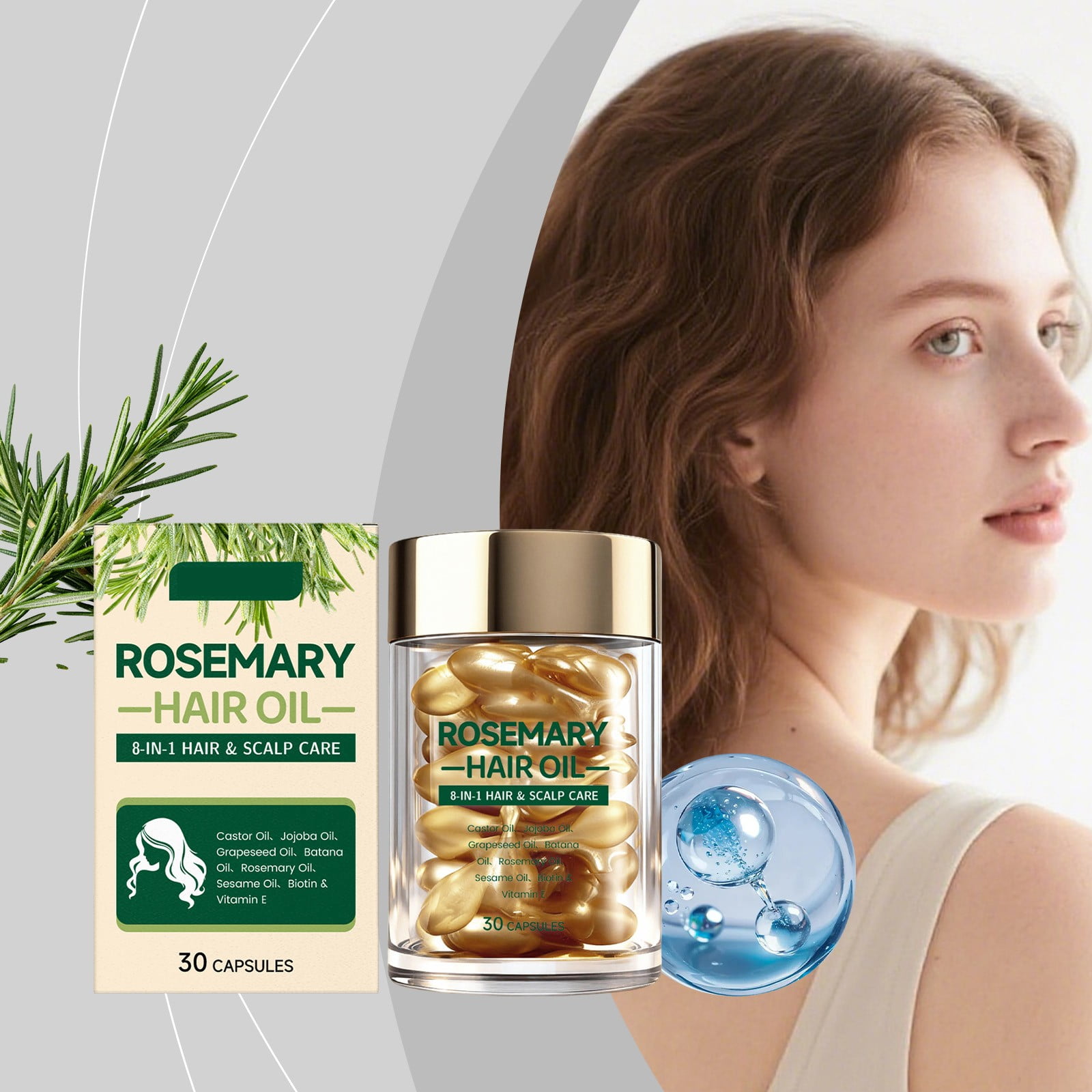 Repairing Hair Oil Capsules with Rosemary, Intensive Nourishment for ...