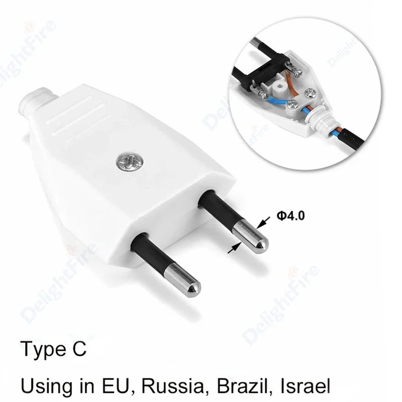 Repalcement EU AC Outlet Spain Korea Rewireable Socket Outlet Male ...