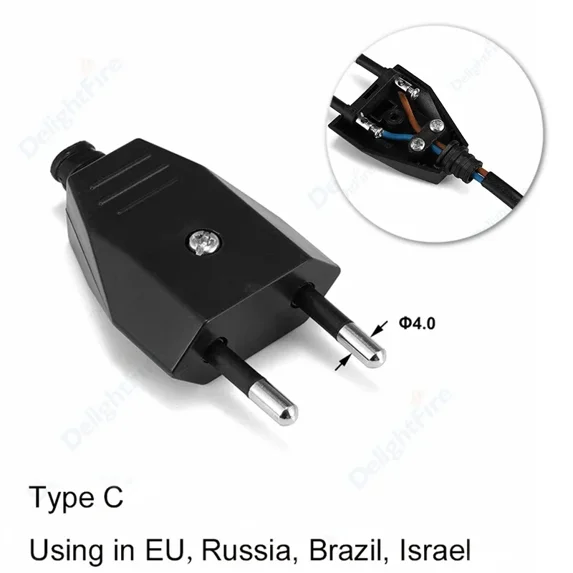 Repalcement EU AC Outlet Spain Korea Rewireable Socket Outlet Male ...