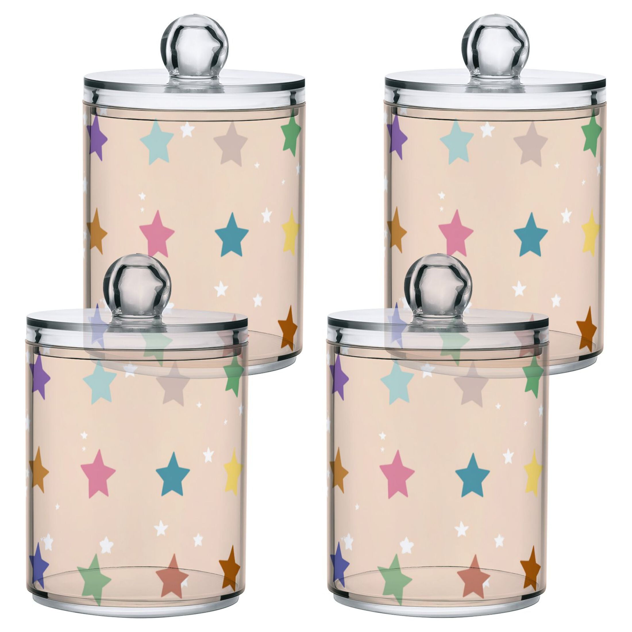 Repeating Colorful Stars Translucent Plastic Cans Storage Canisters ...