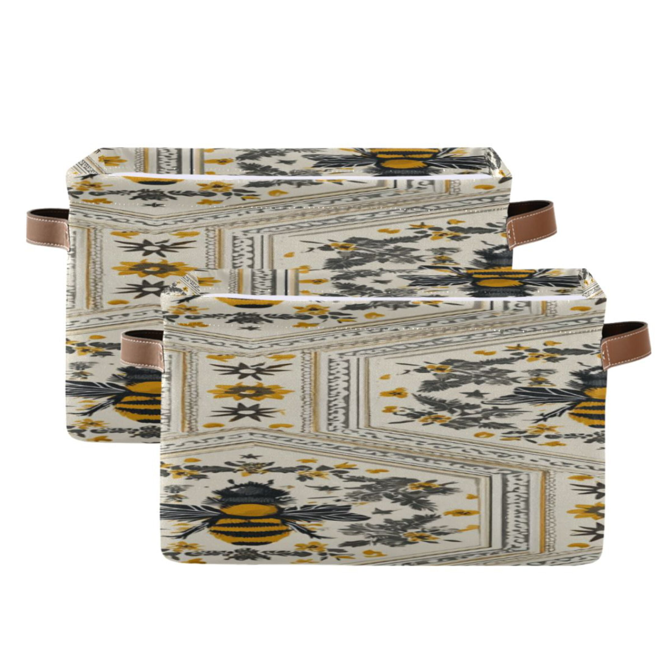 Repeating Hexagon Pattern with Honey Bee Square Storage Bins with ...