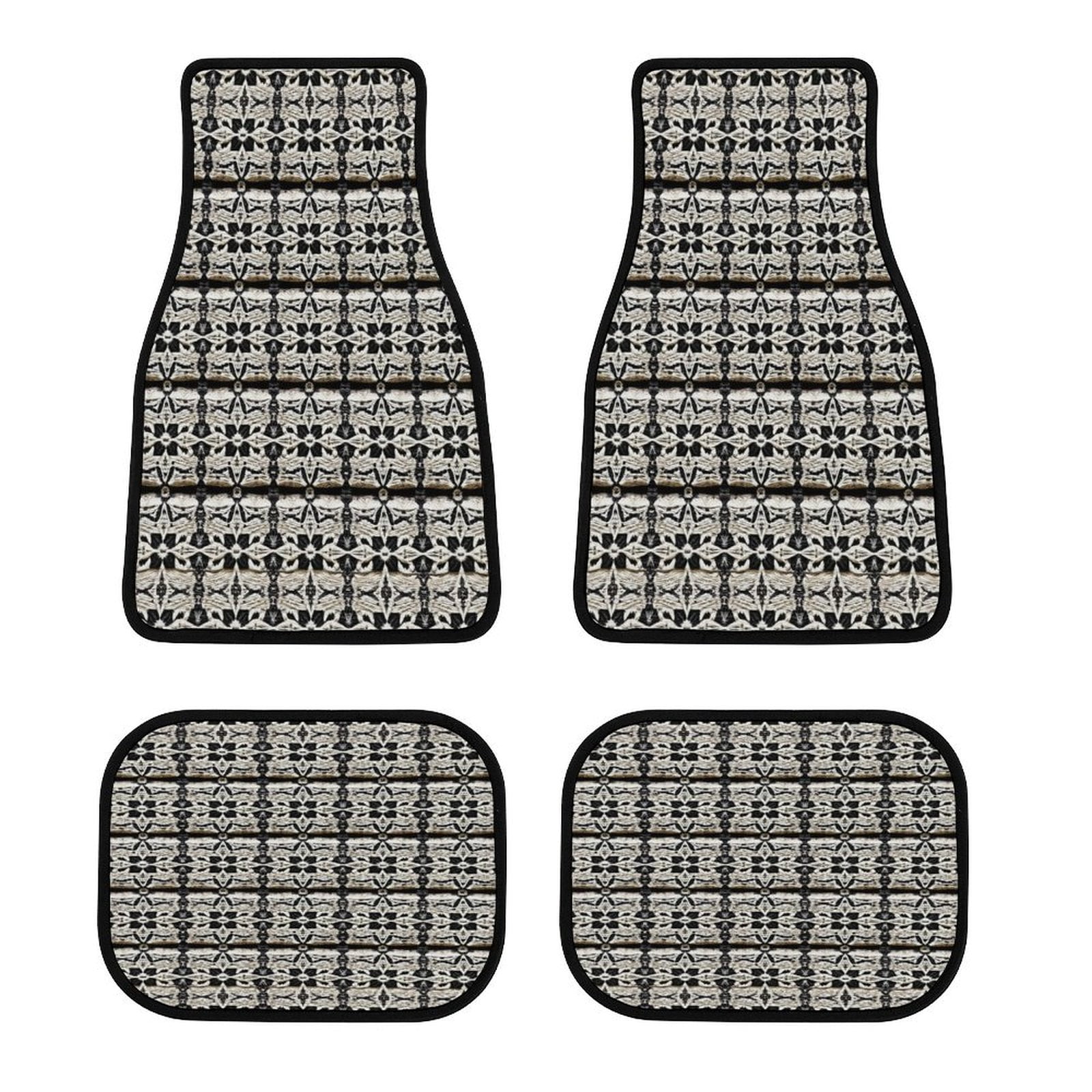 Repeating Ornate Black White Pattern Texture Car Floor Mats 4 Pieces ...