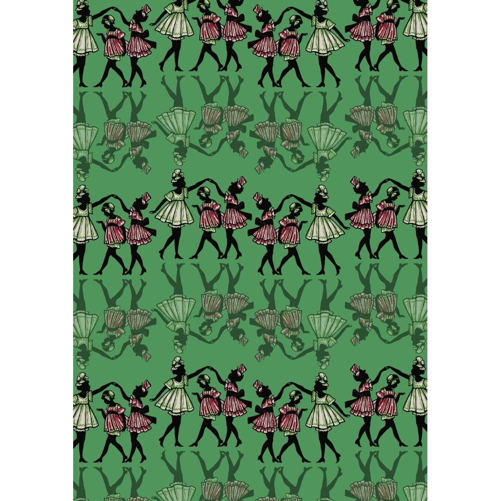 Repeating Pattern - Dancing Girls - Silhouette - Green Poster Print By ...