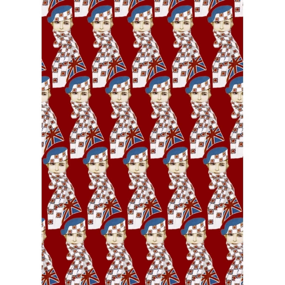 Repeating Pattern - Girl In Union Jack Flag Scarf - Red Poster Print By ...