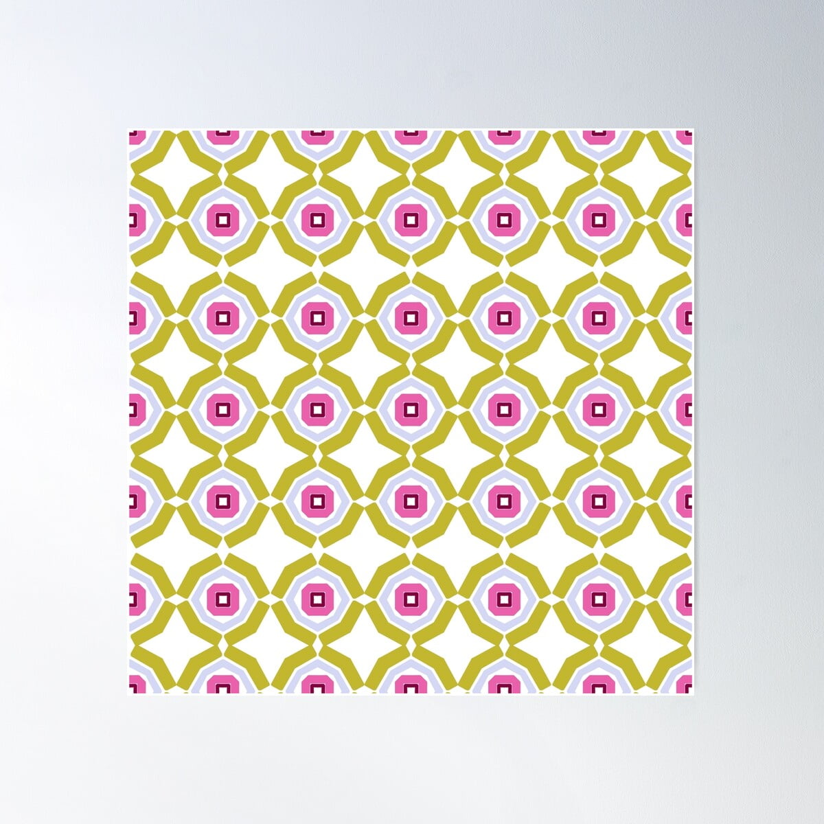 Repeating Pattern In Pink, Green And Lilac Poster Wall Art, Modern Wall ...