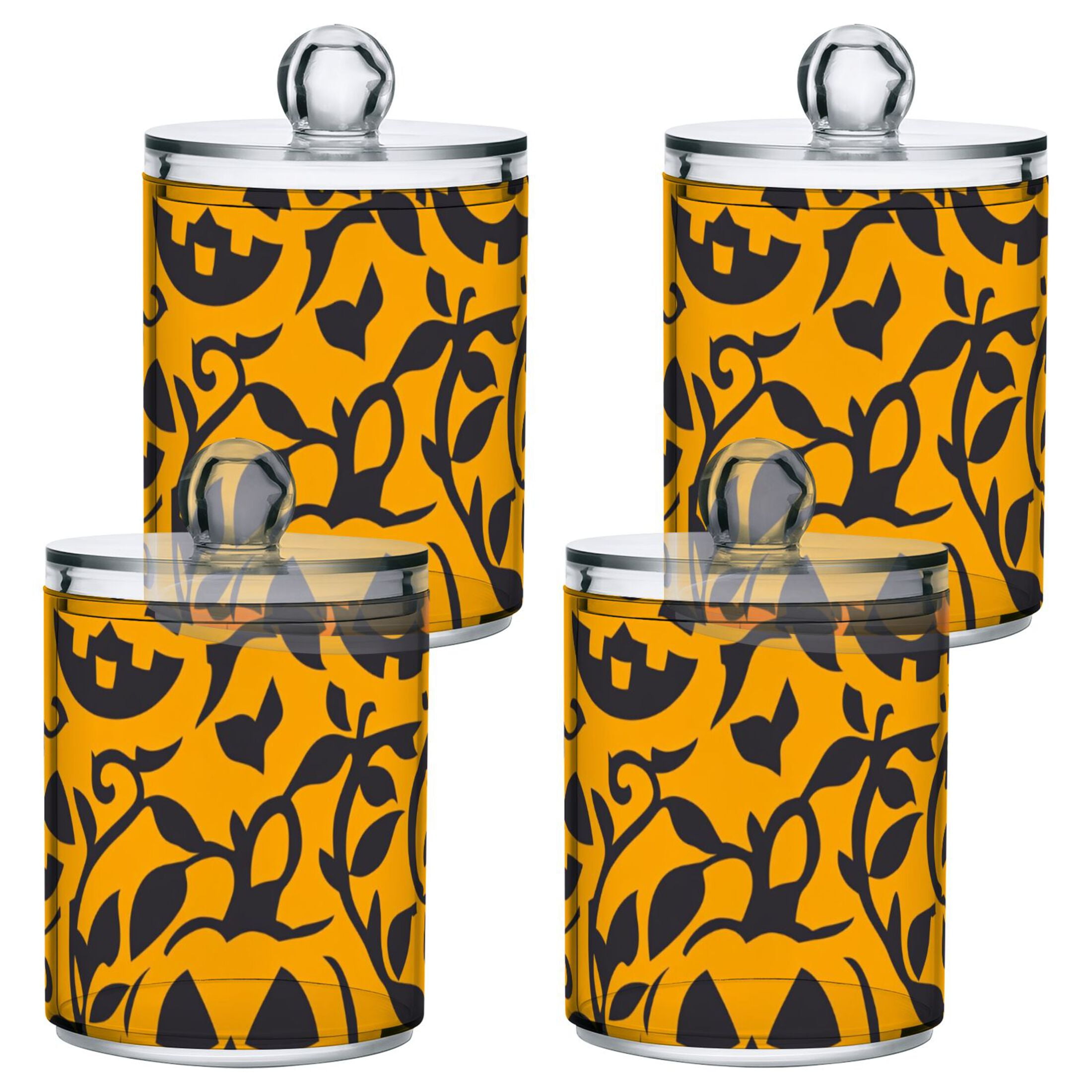 Repeating Pattern Pumpkin Bathroom Canisters Set of 4 Translucent ...