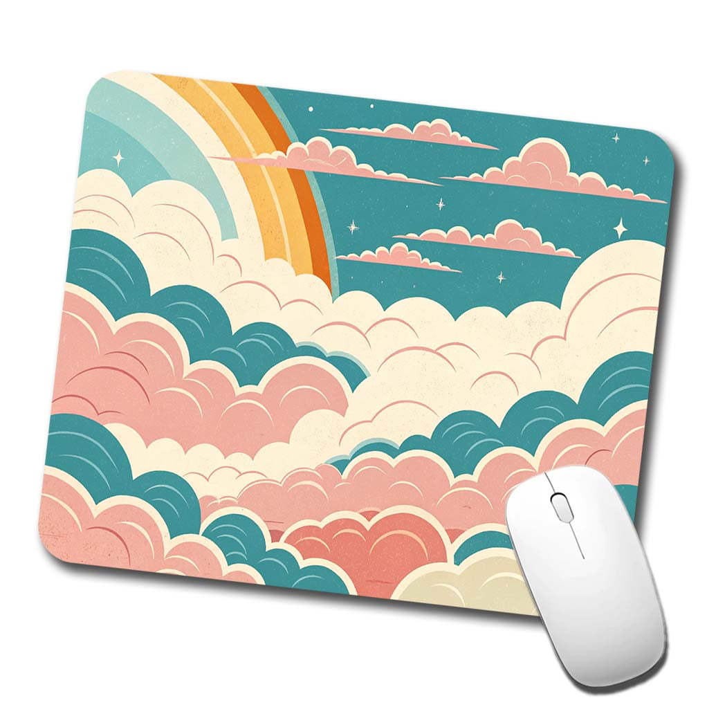 Repeating Puffy Clouds Retro Style Mouse Pad Low Profile Gaming Mat ...