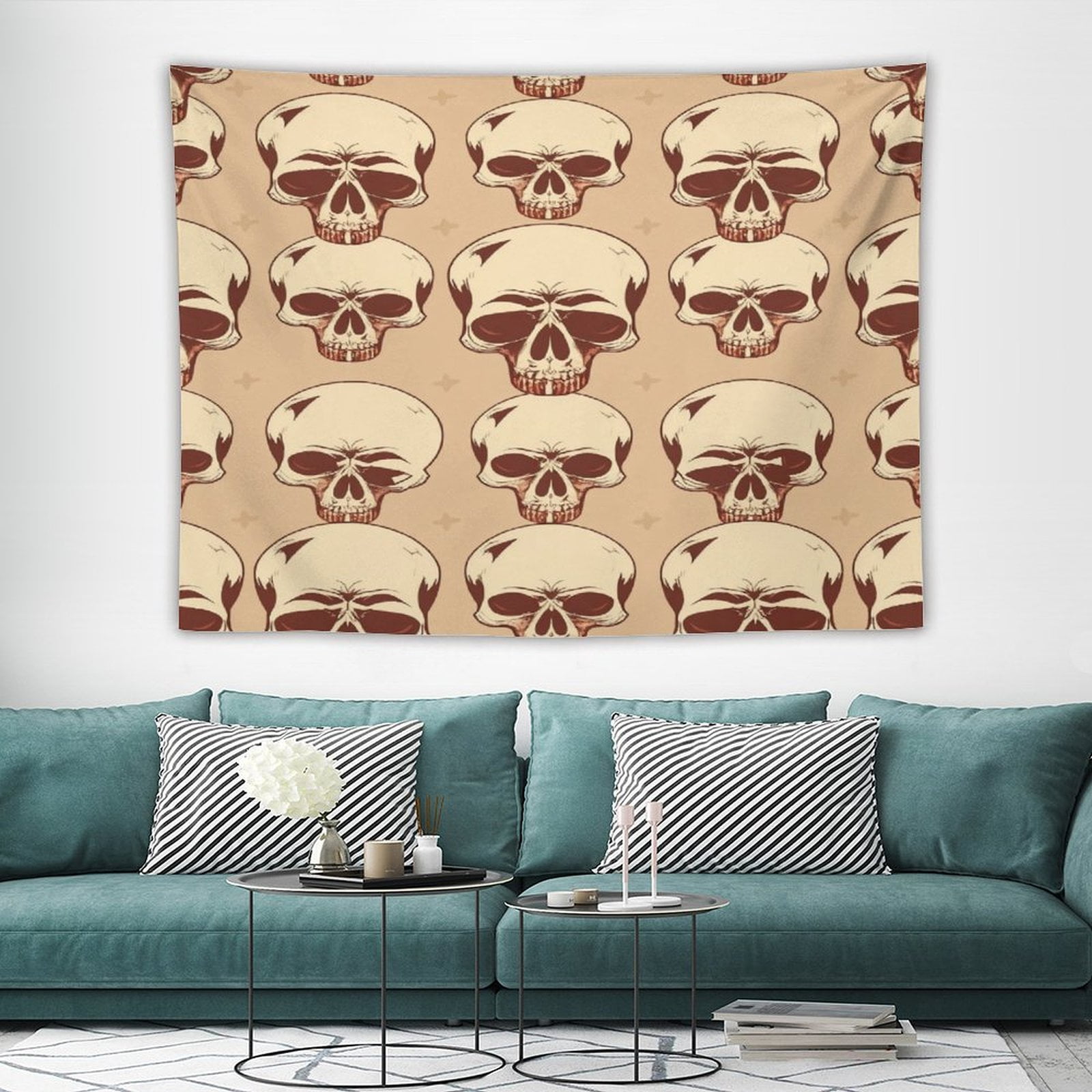 Repeating Skull Pattern Background Wall Tapestry Poster Mall Hanging ...