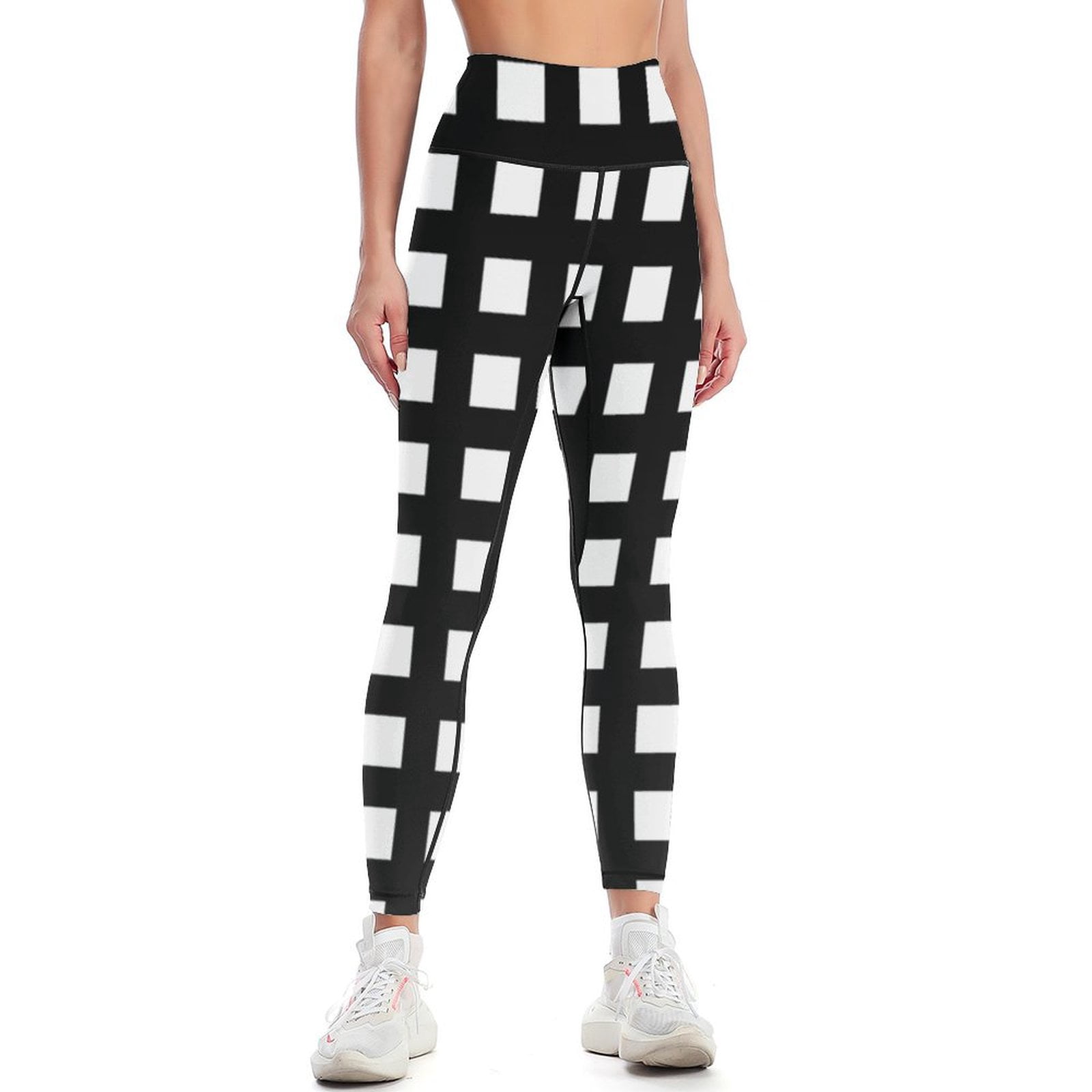 Repeating Square Black and White Pattern Leggings woman gym Fitness ...
