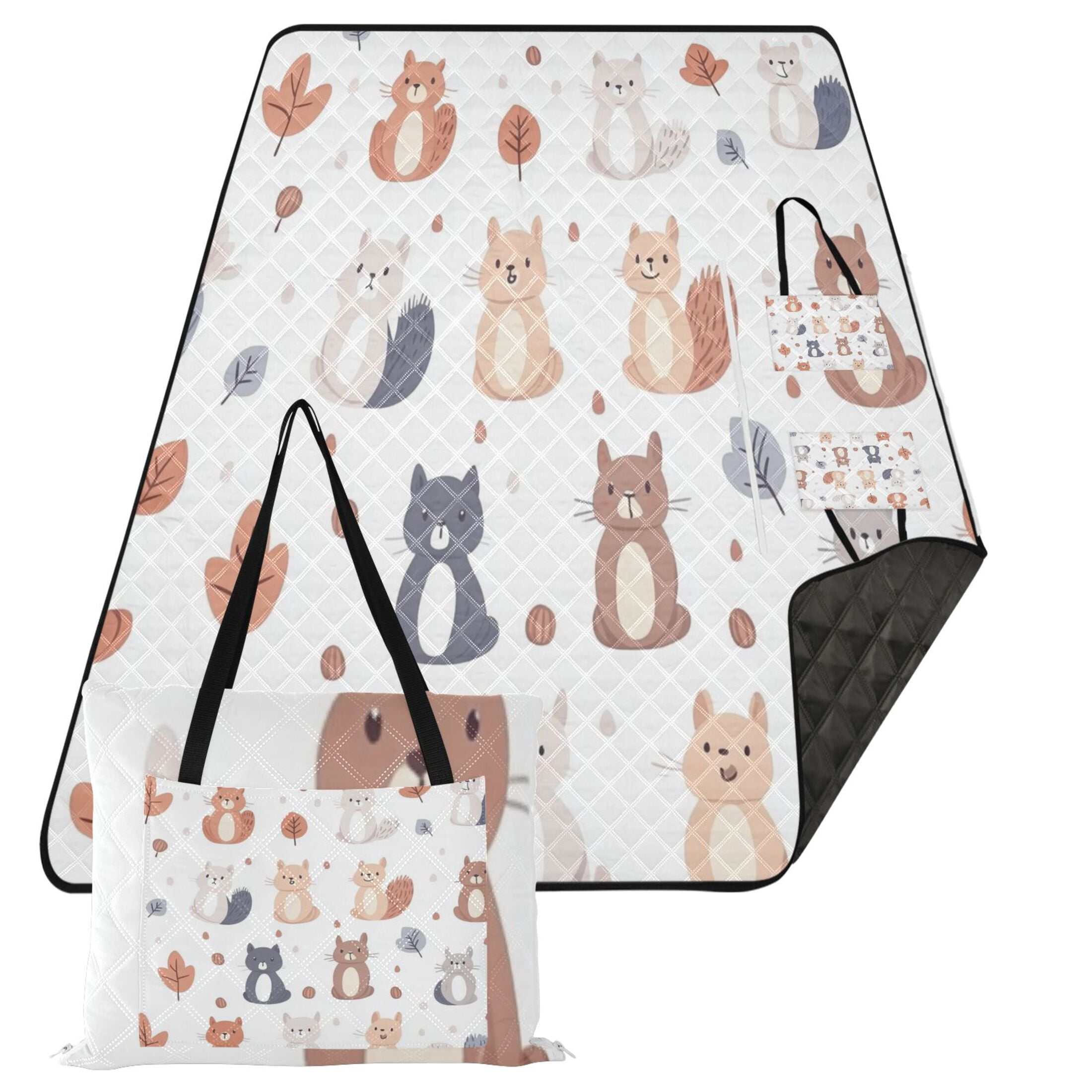 Repeating Squirrel Pattern 60x80in Waterproof Picnic Mat, Foldable ...