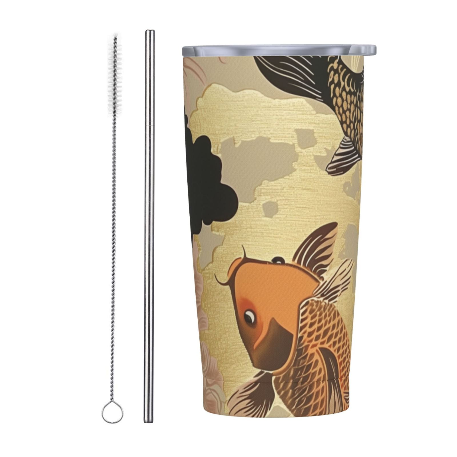 Repeating pattern of detailed koi fish and rocks Coffee cup, 20 ounce ...
