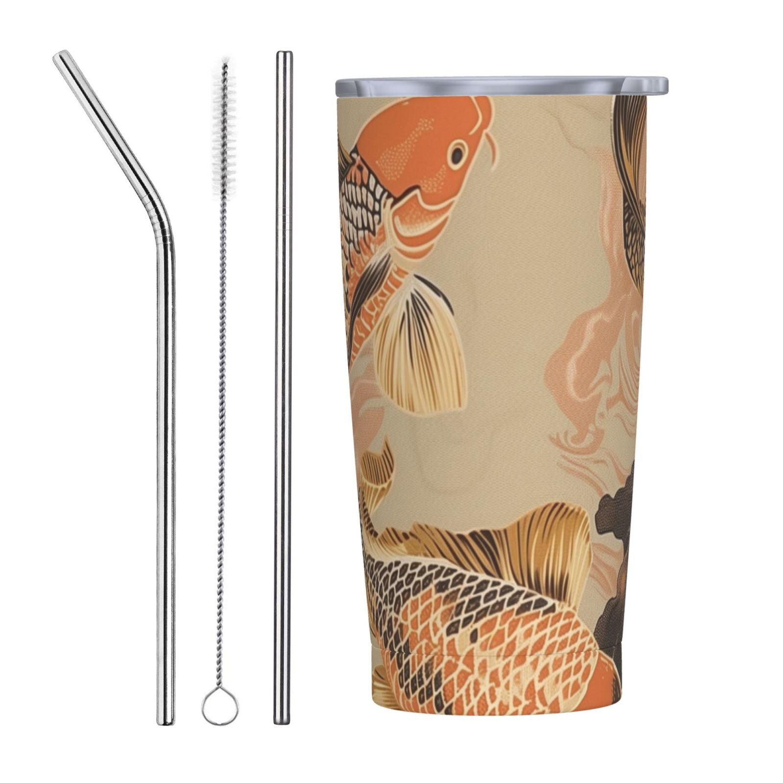 Repeating pattern of detailed koi fish and rocks Coffee cup, 20 ounce ...