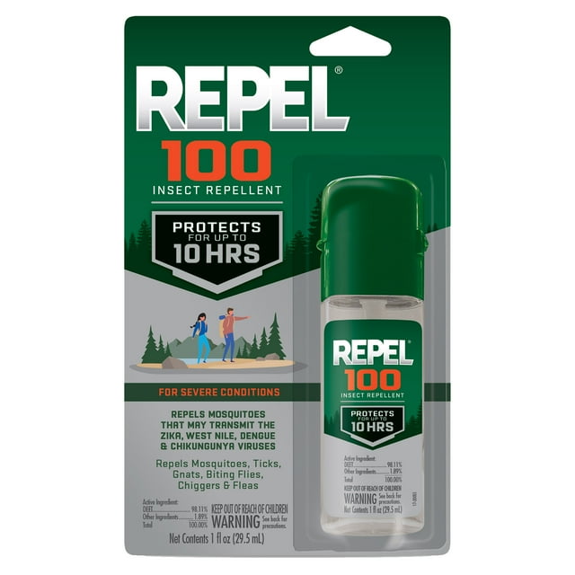 Repel 100 DEET Insect Repellent, Travel-Size Pump Spray, 1-Fluid Ounce ...