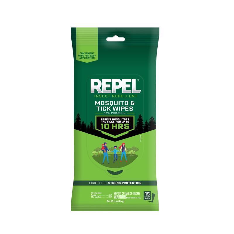 Repel Insect Repellent Towelettes For Mosquitoes/Ticks 15 ct - Walmart.com