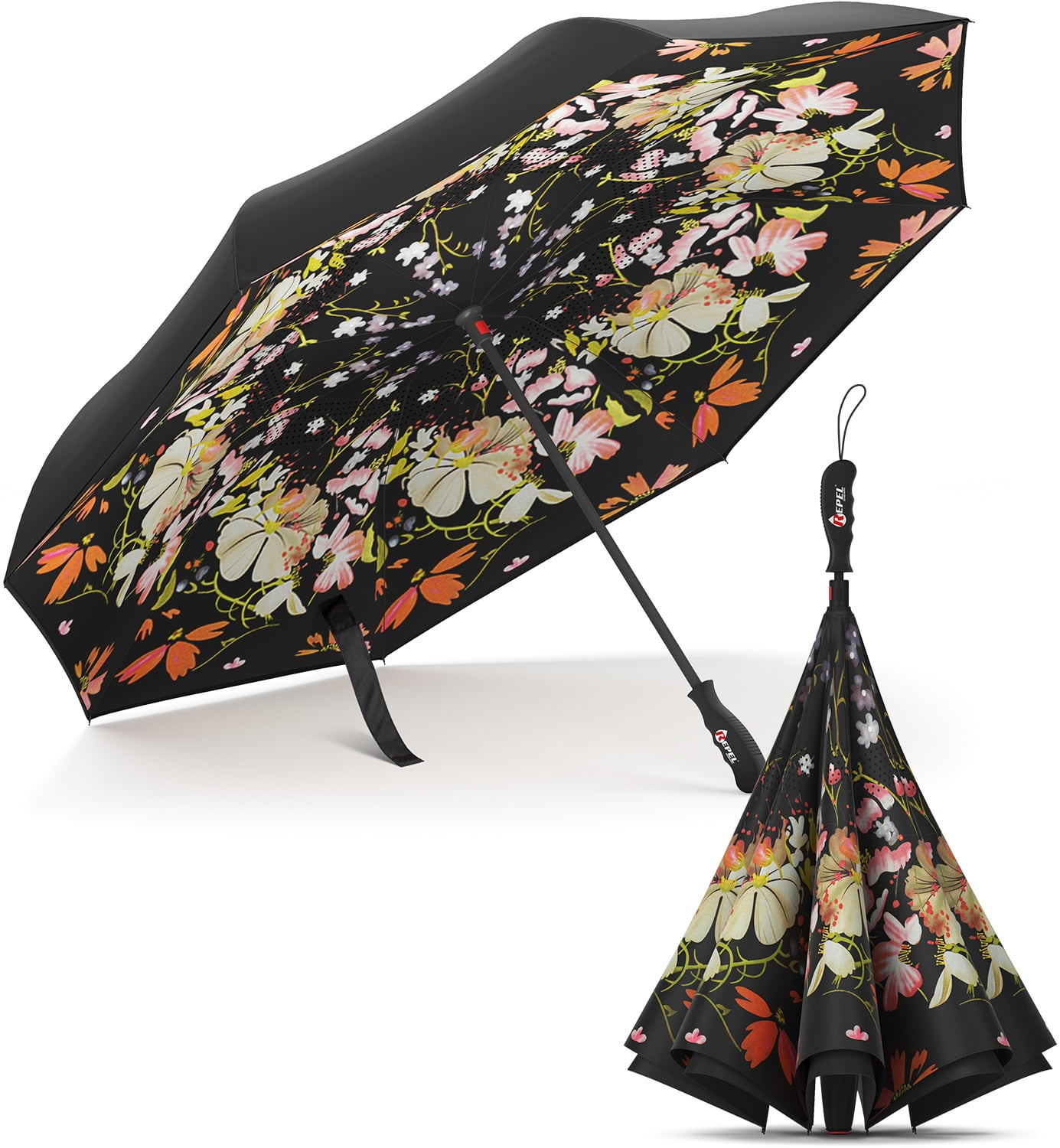 Repel Portable Travel Reverse Umbrella, Wind & Rain-Resistant ...