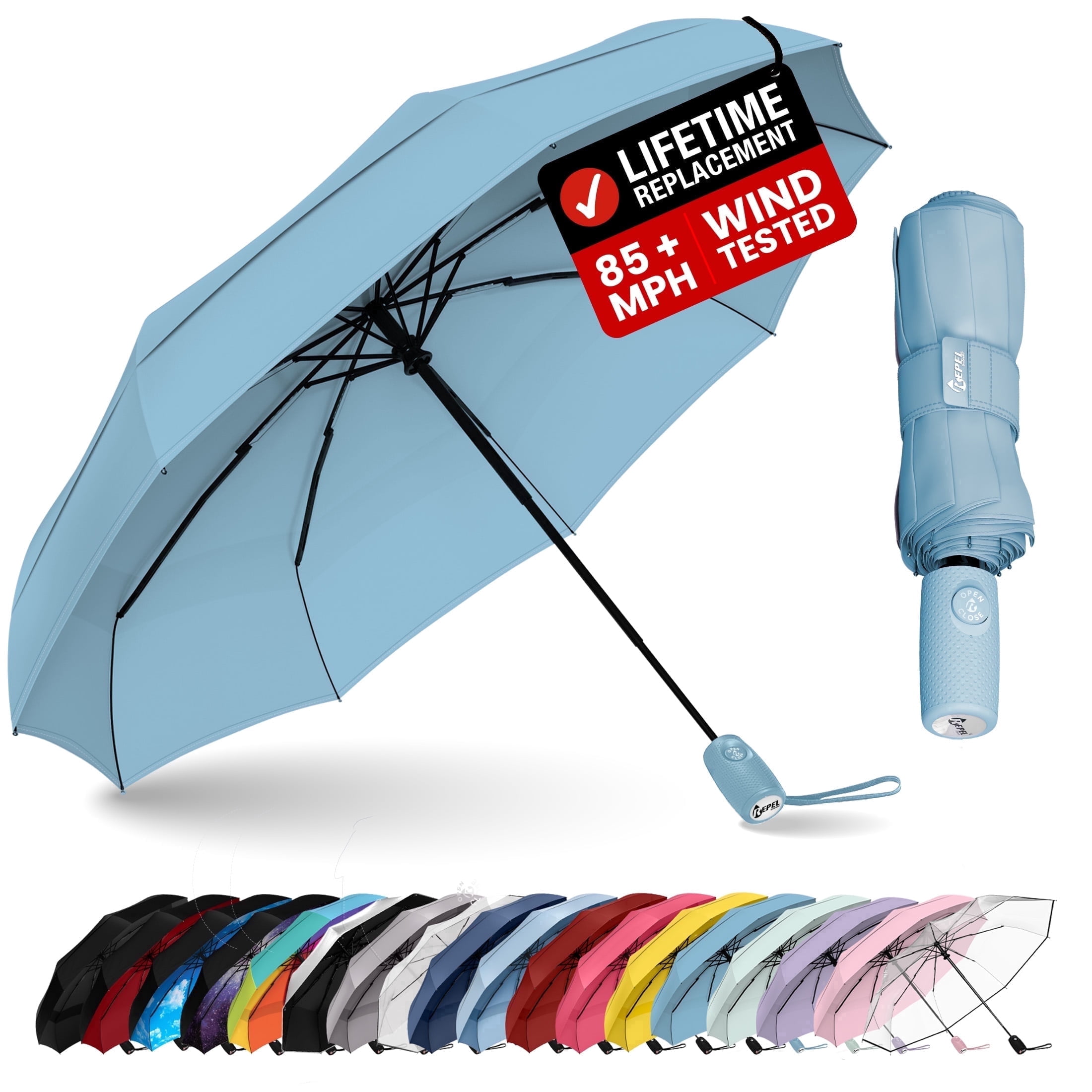 Repel Windproof Travel Umbrella, Auto Open Close Folding Umbrella Wind ...