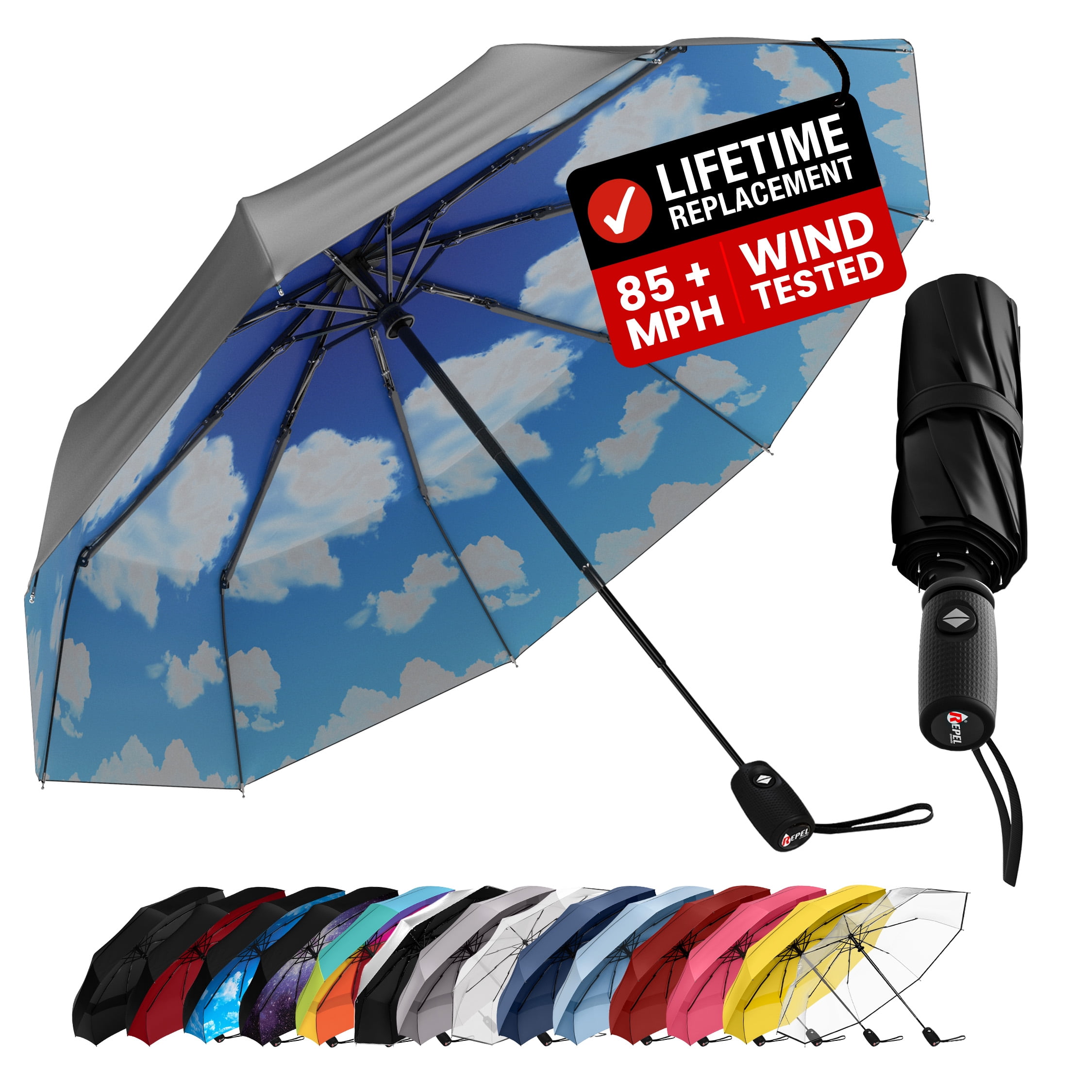 Repel Travel Umbrella Compact Rain & UV Protection, Windproof up to 85 ...