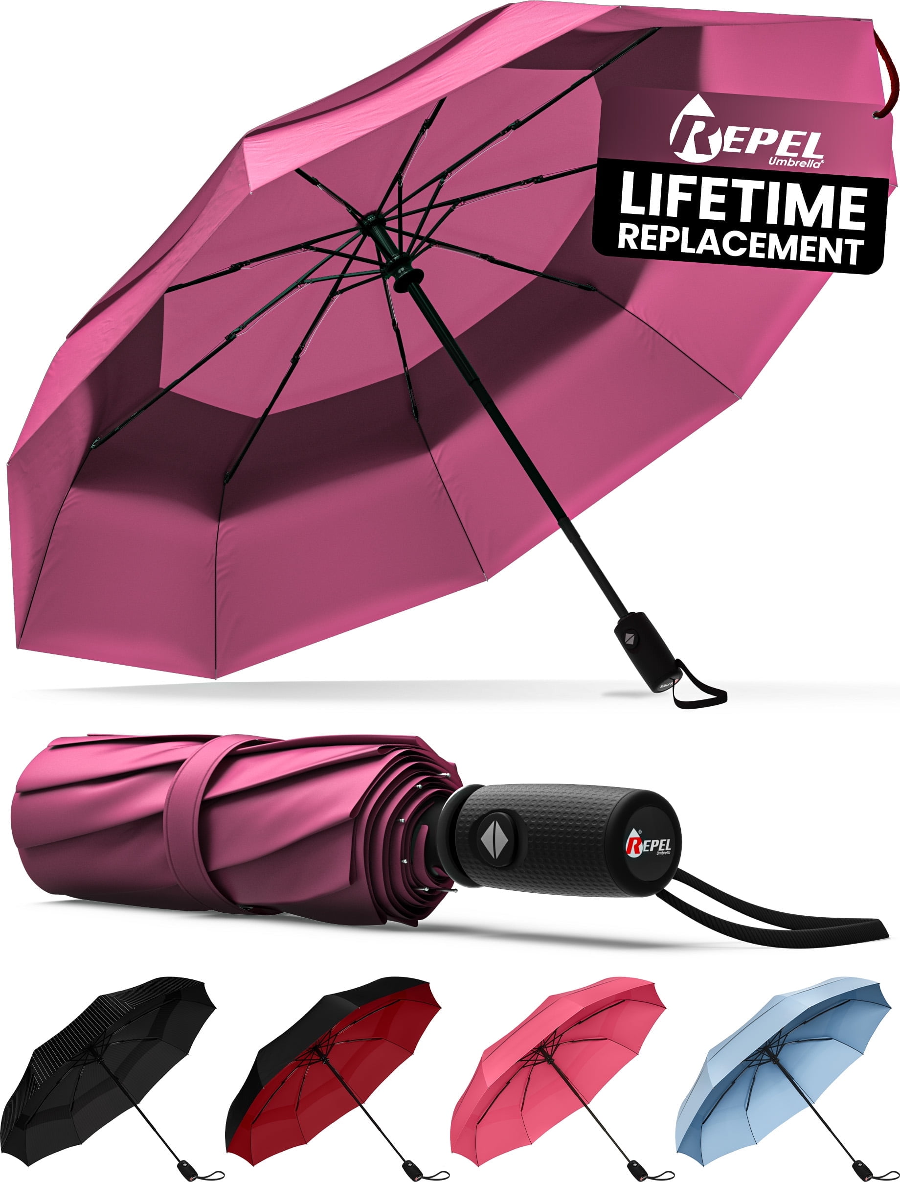 Repel Compact Travel Umbrella, Windproof, Automatic, Teflon Coated ...