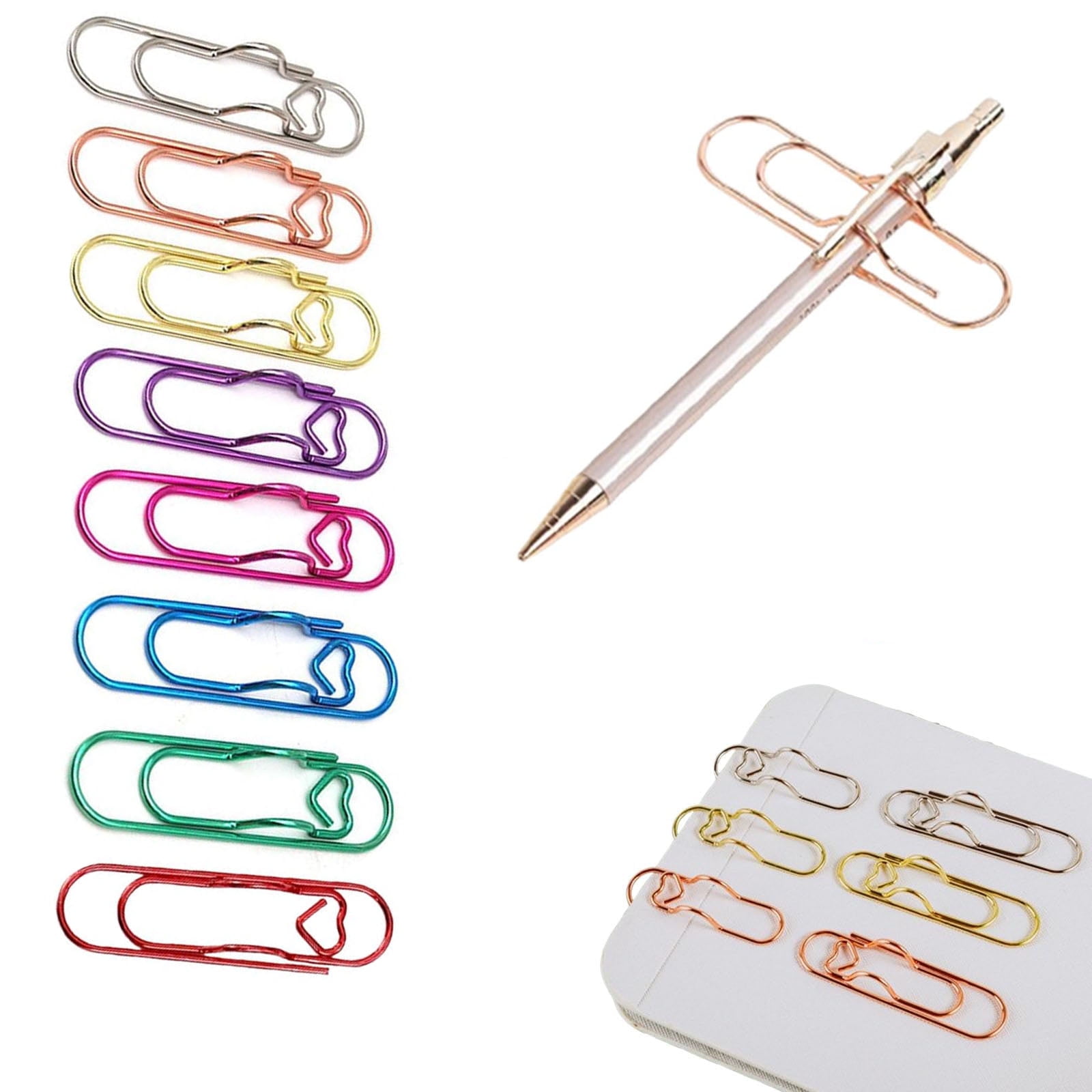 Repertoireof Heart Pen Clip Metal Pencil Clips Multifunctional, 6PCS 3 ...