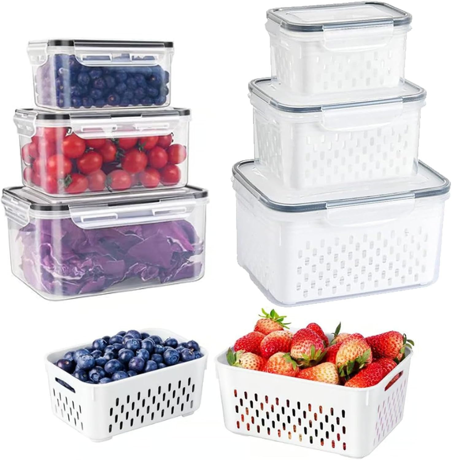 Repertoireof Household Transparent Plastic Food Storage Box-Including ...