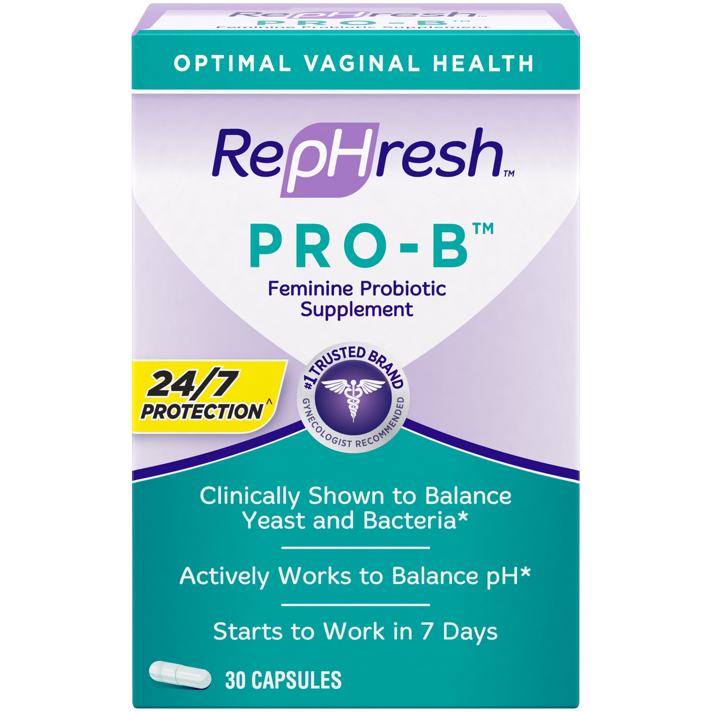 Rephresh Pro-B Feminine Health Probiotic, Balances Yeast & Bacteria, 30 ...