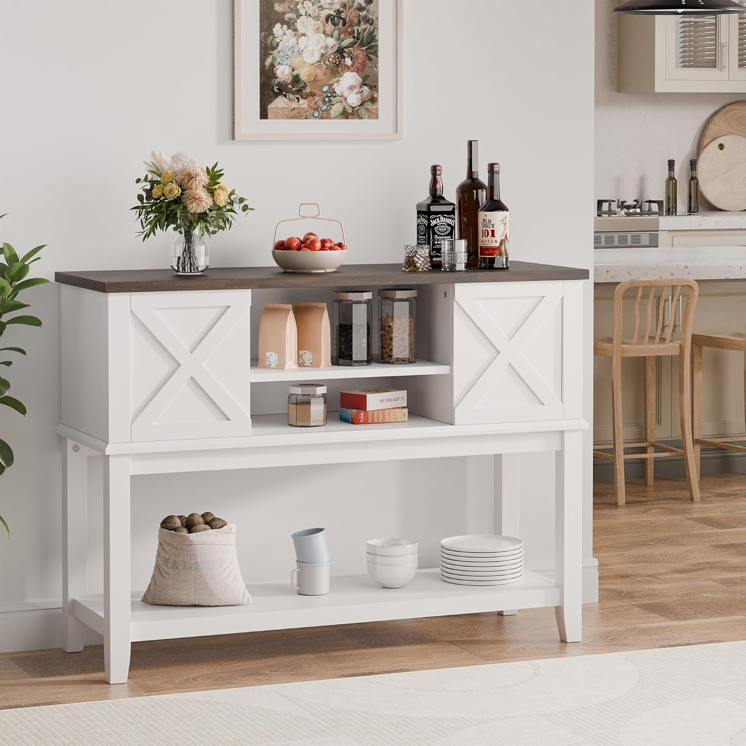 Repick 46" Buffet Sideboard Cabinet with Storage, White Modern ...