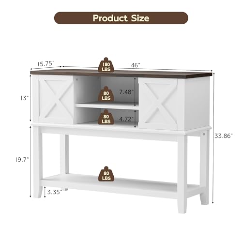 Repick 46" Buffet Sideboard Cabinet with Storage, White Modern ...