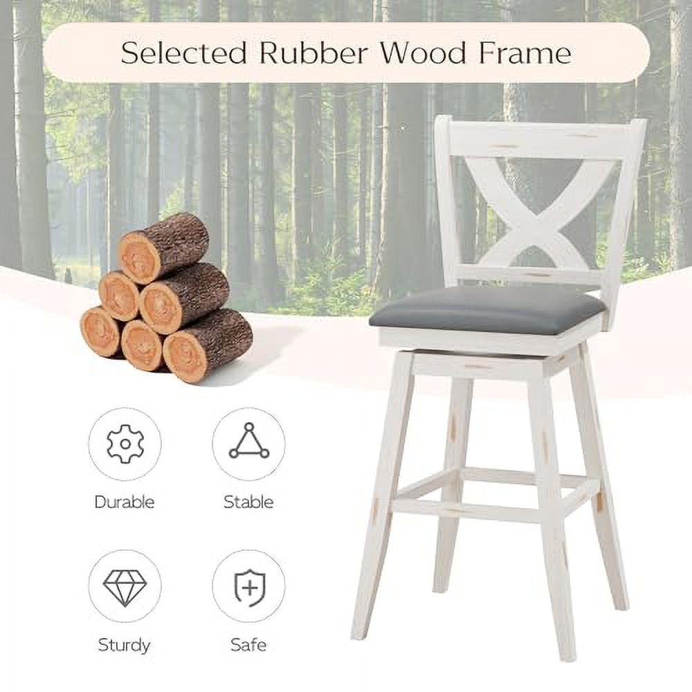 Repick Bar Stools, Seat Height Counter Height Swivel Barstools with X-Back, Upholstered 360 ...