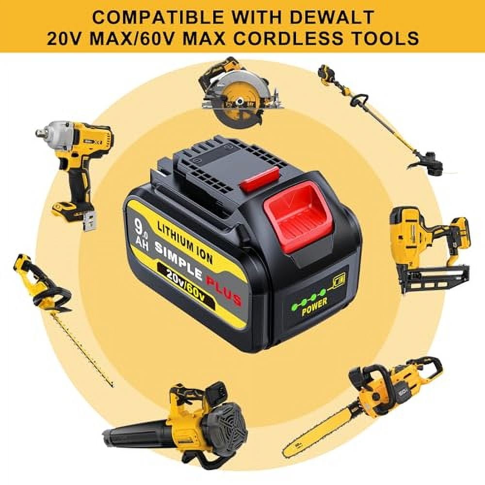 Replace for DeWalt DCB606 DCB609 MAX 9.0Ah Battery Compatible with 20V/60V Power Tools, Replace ...