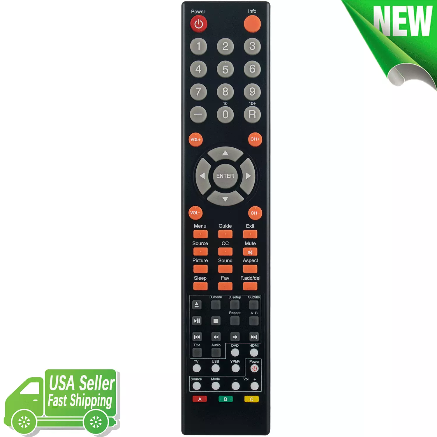 Replace Remote Control for Sceptre TV E328WD-SS E328LD-SR X408BV-FHD ...