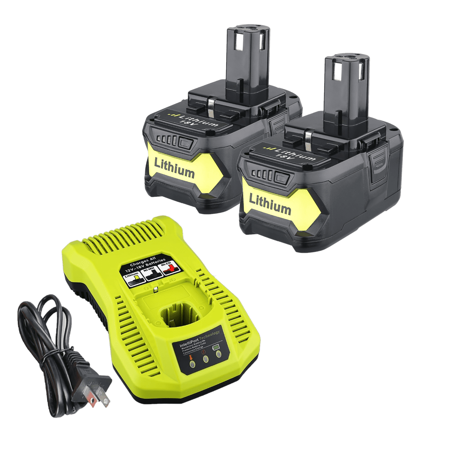Replace for Ryobi ONE+ 18V 5.0Ah Li-Ion Battery, P117 Charger Li-ion ...
