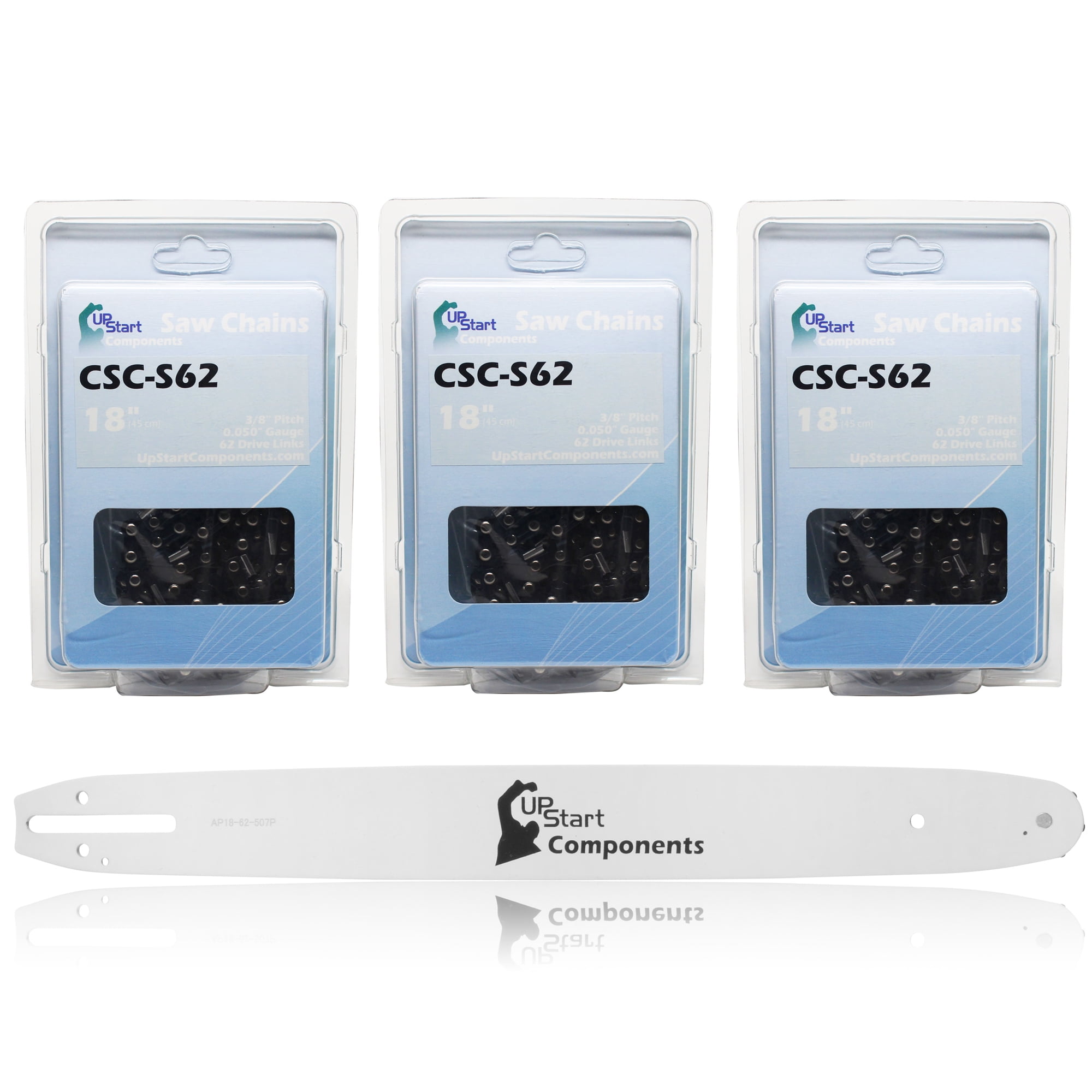 Replacement 18" Single Rivet Bar and 18" Semi Chisel Chain Combo for ...