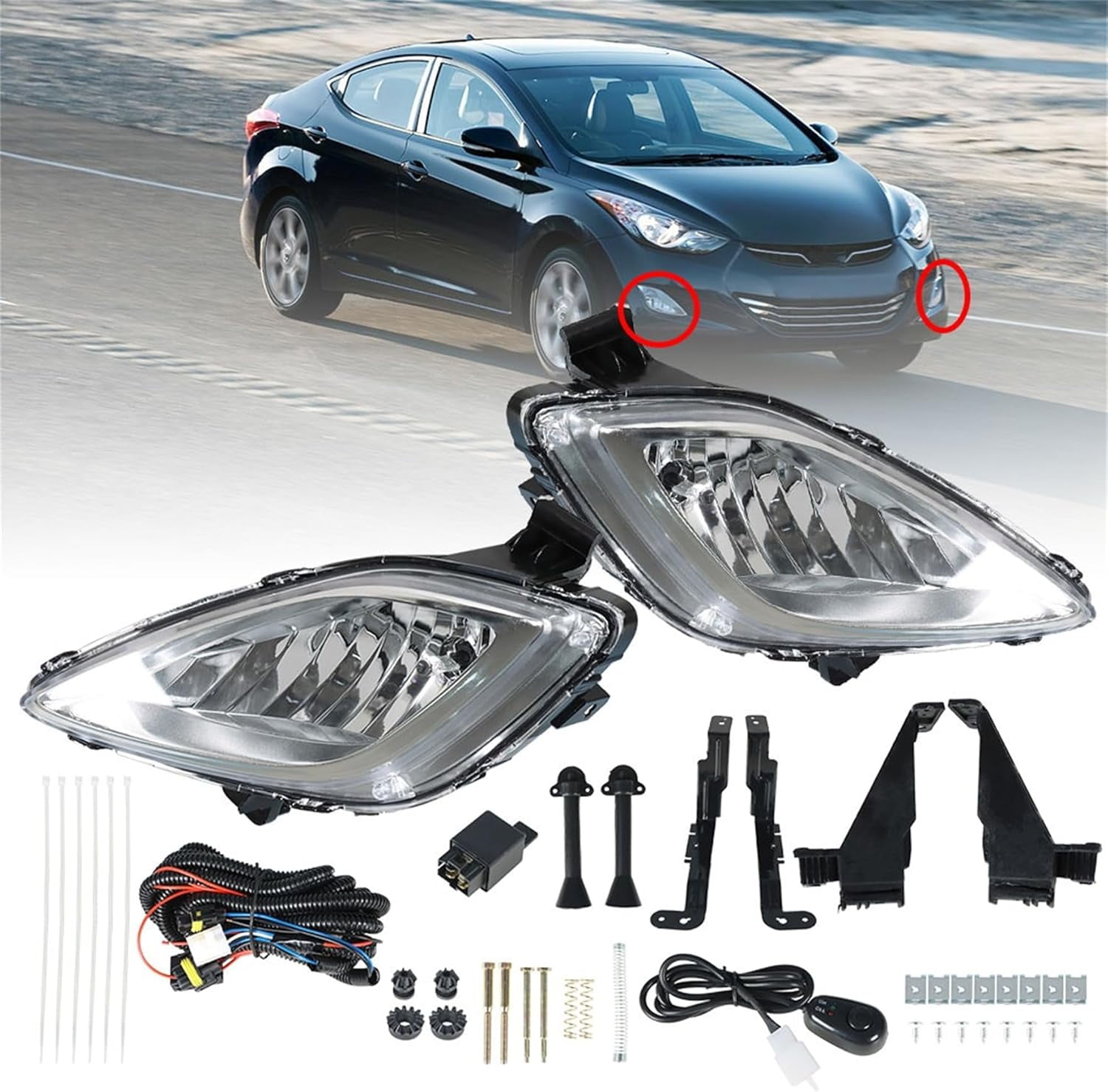 Replacement for 2011 2012 2013 Elantra Fog Lights Bumper 2pcs Right ...