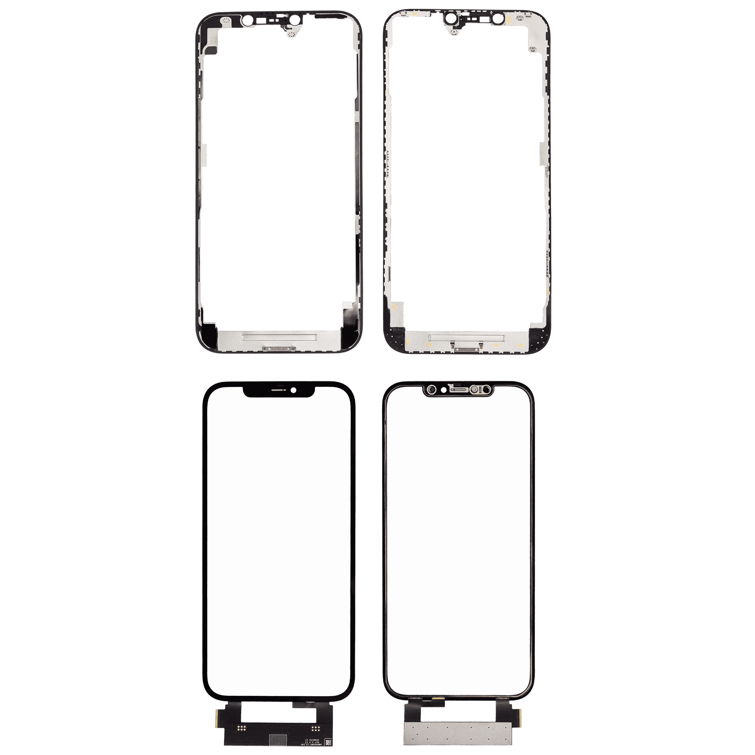 Replacement 4 in 1 W/ Frame (Front Glass + OCA + Touch + OCA Installed) Compatible For iPhone 12 ...