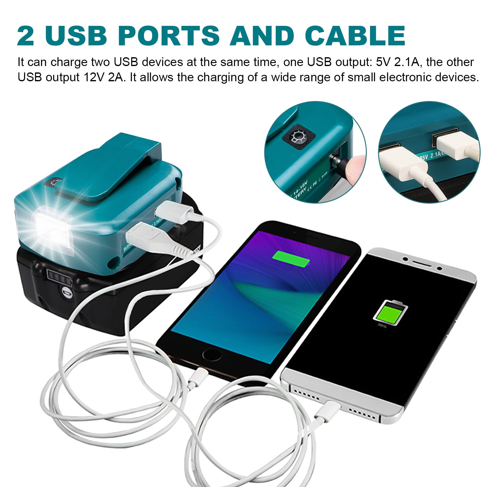 Replacement ADP05 Power Source, USB Charger Adapter for BL1815 BL1830 ...