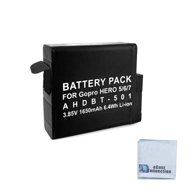 Replacement Battery AHDBT 501 for GoPro Hero 5, 6, 7 Silver and Black ...