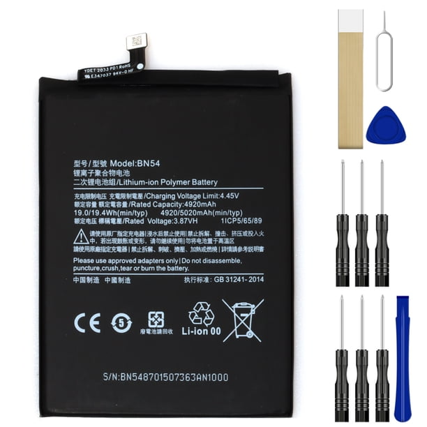 Replacement Battery BN54 for Xiaomi Redmi Note 9 M2003J15SS Tool ...