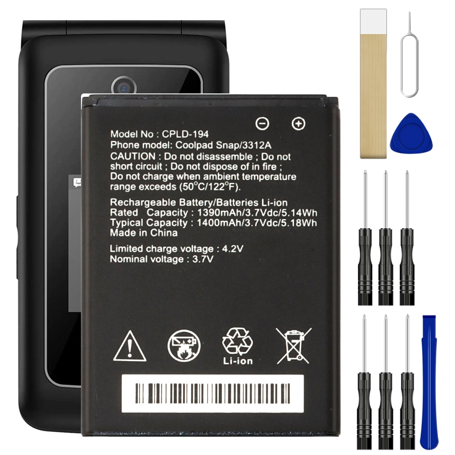 Replacement Battery CPLD-194 For T-Mobile CoolPad Snap 3312A 4G Tool ...